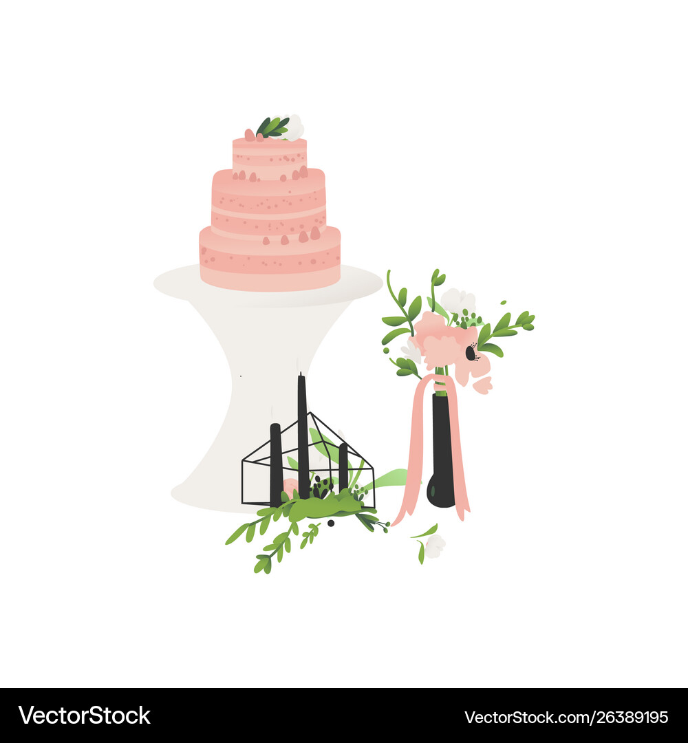 Wedding ceremony flat symbols icon set Royalty Free Vector