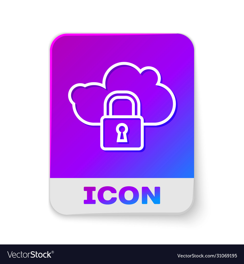 White line cloud computing lock icon isolated Vector Image