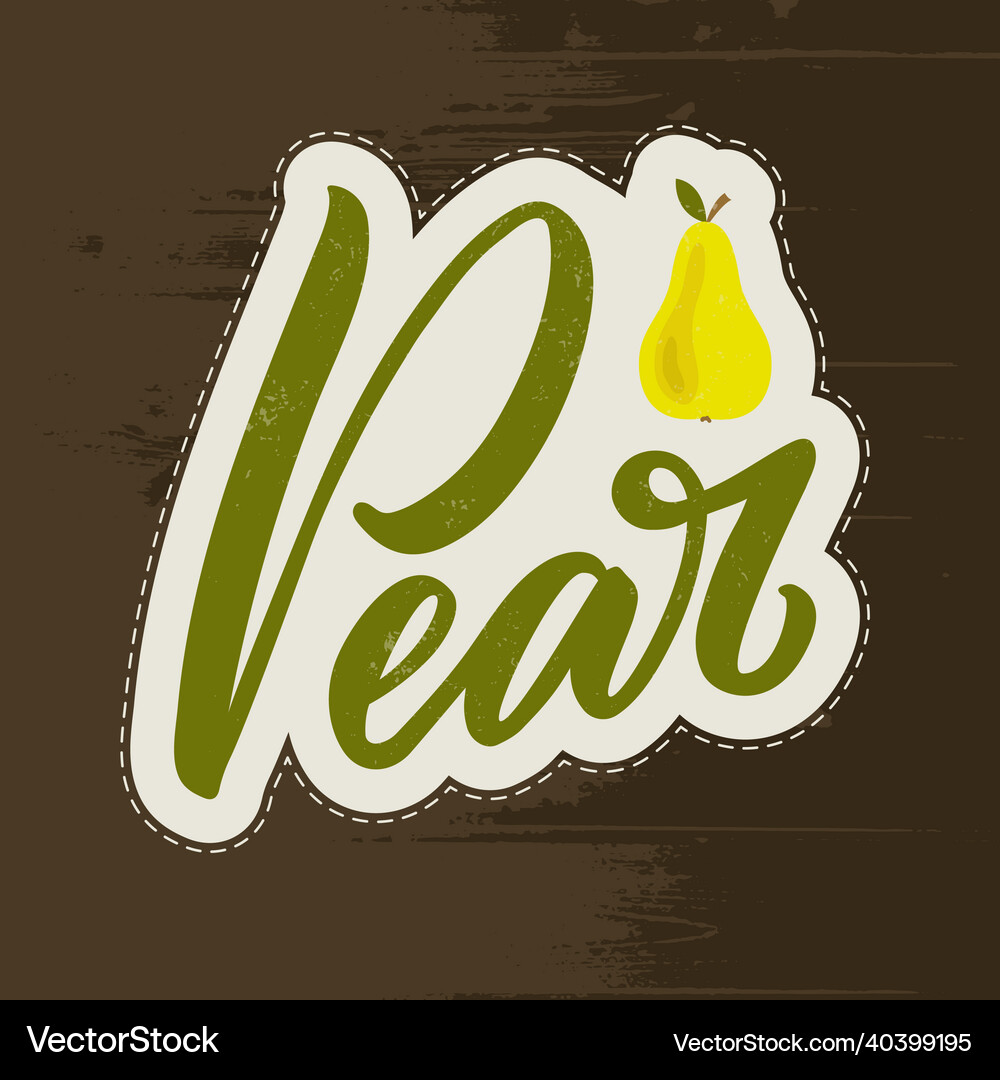 White sticker with handwritten pear word Vector Image