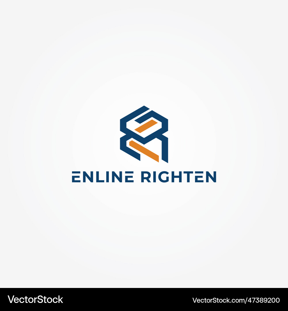 Abstract initial letter er or re logo in blue Vector Image