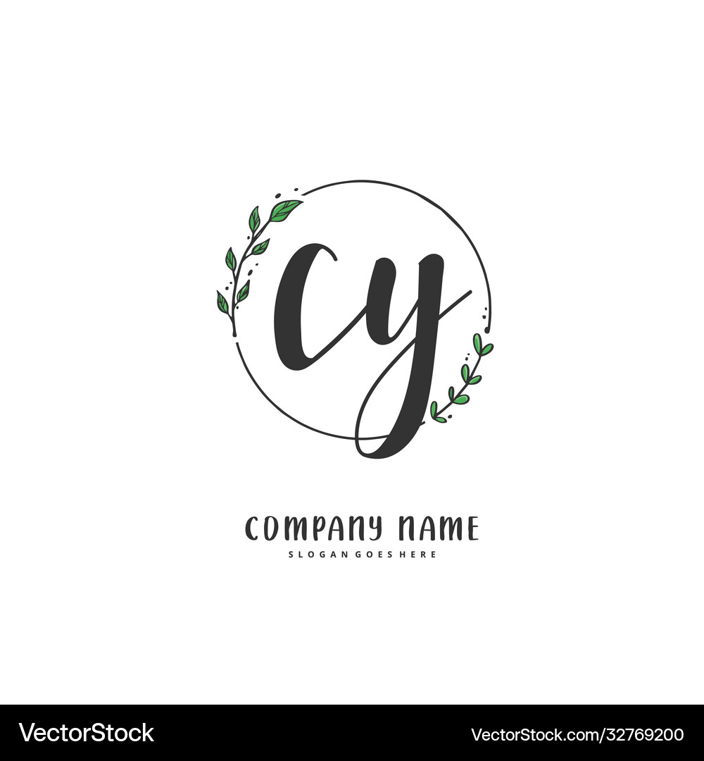 C y cy initial handwriting and signature logo Vector Image