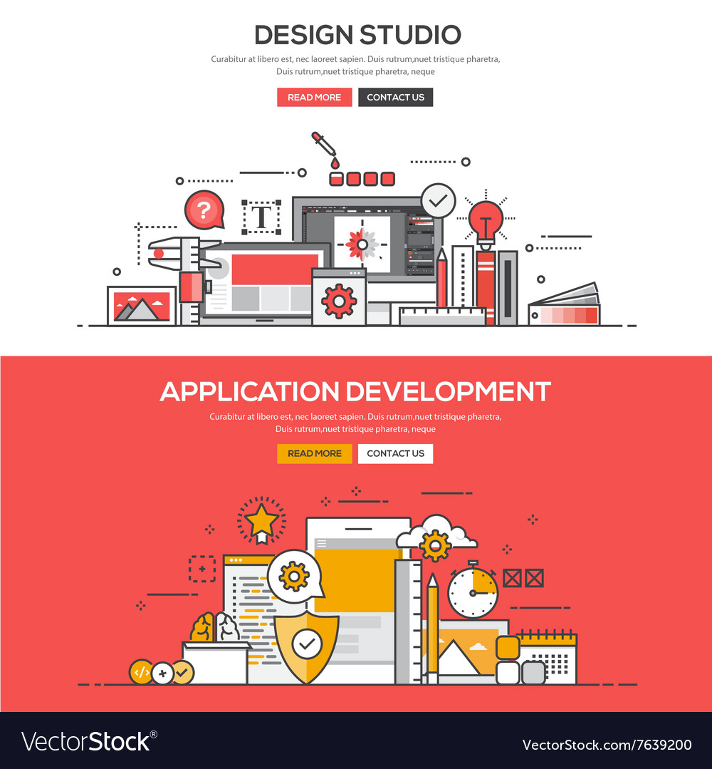 Flat design line concept Design studio and Apps Vector Image