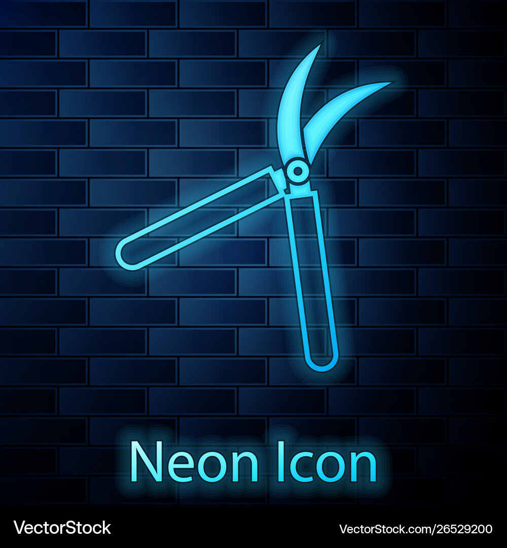 Glowing neon gardening handmade scissors Vector Image