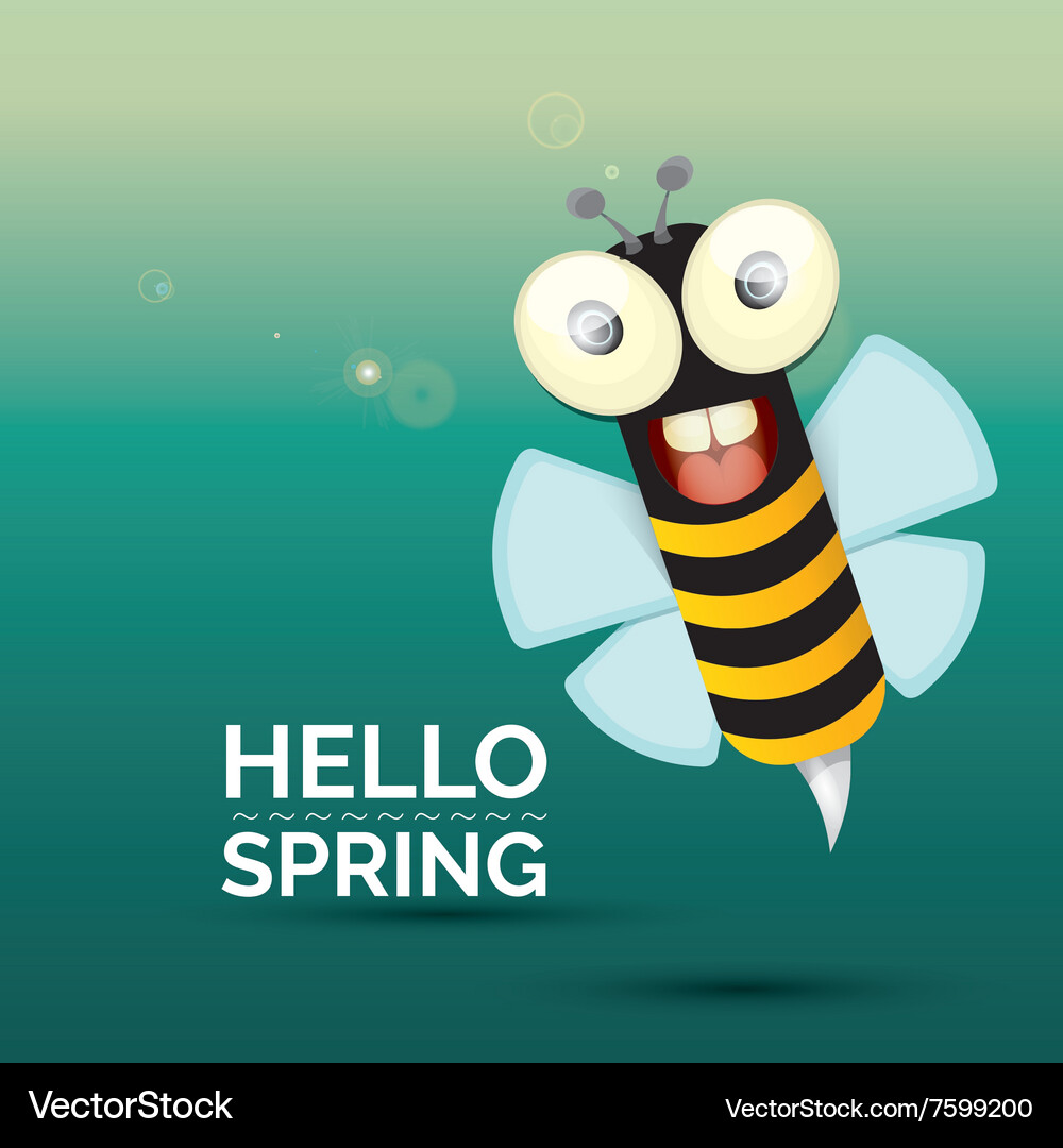 Hello spring cartoon cute bright baby bee Vector Image