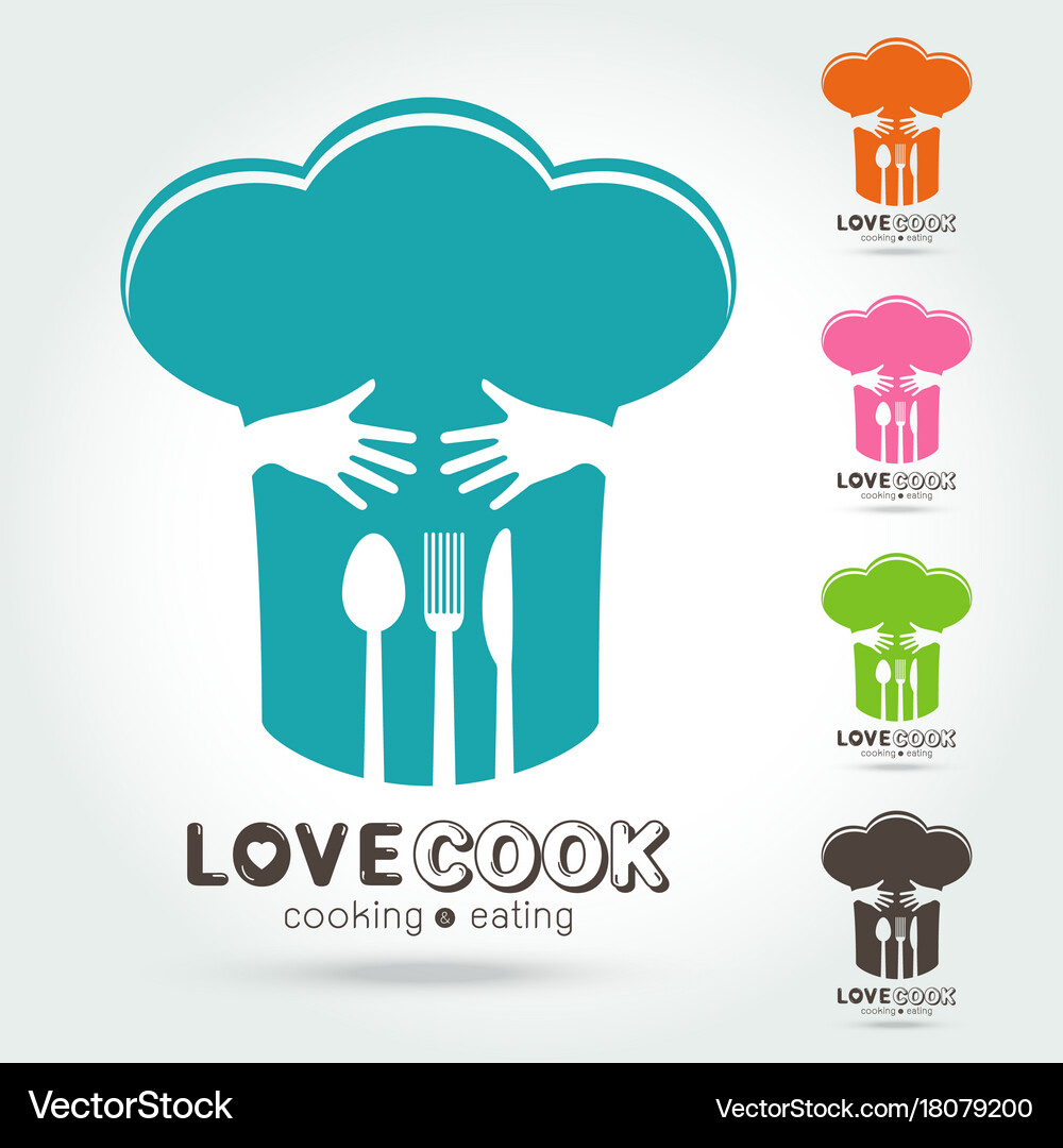Hug and love cooking logo Royalty Free Vector Image