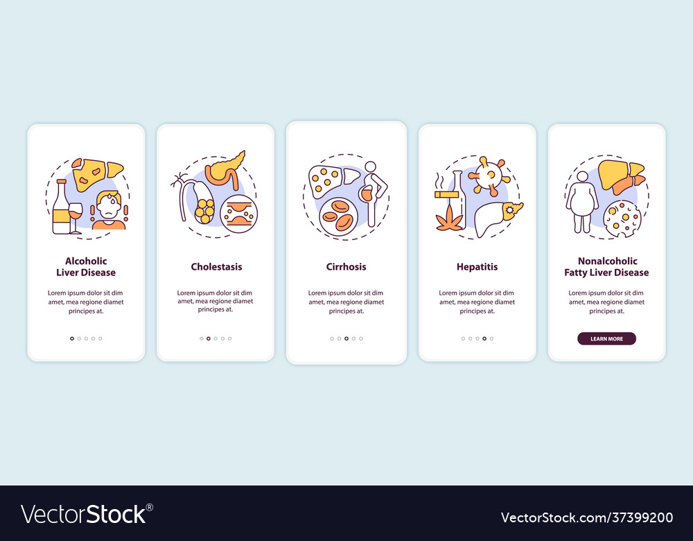 Liver disease types onboarding mobile app page Vector Image