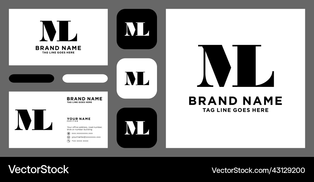 Minimalist abstract letter ml logo this logo icon Vector Image
