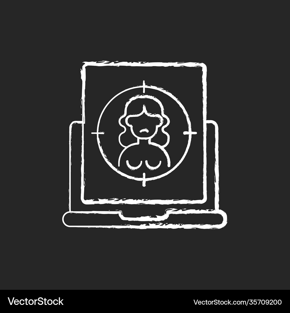 Online sexual harassment chalk white icon Vector Image