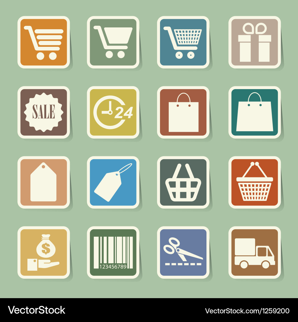 Shopping sticker icons set eps 10 Royalty Free Vector Image