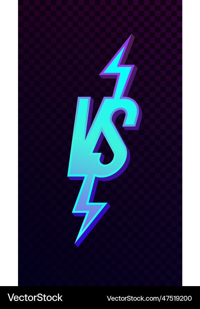 Versus sign neon gradient style blue color Vector Image