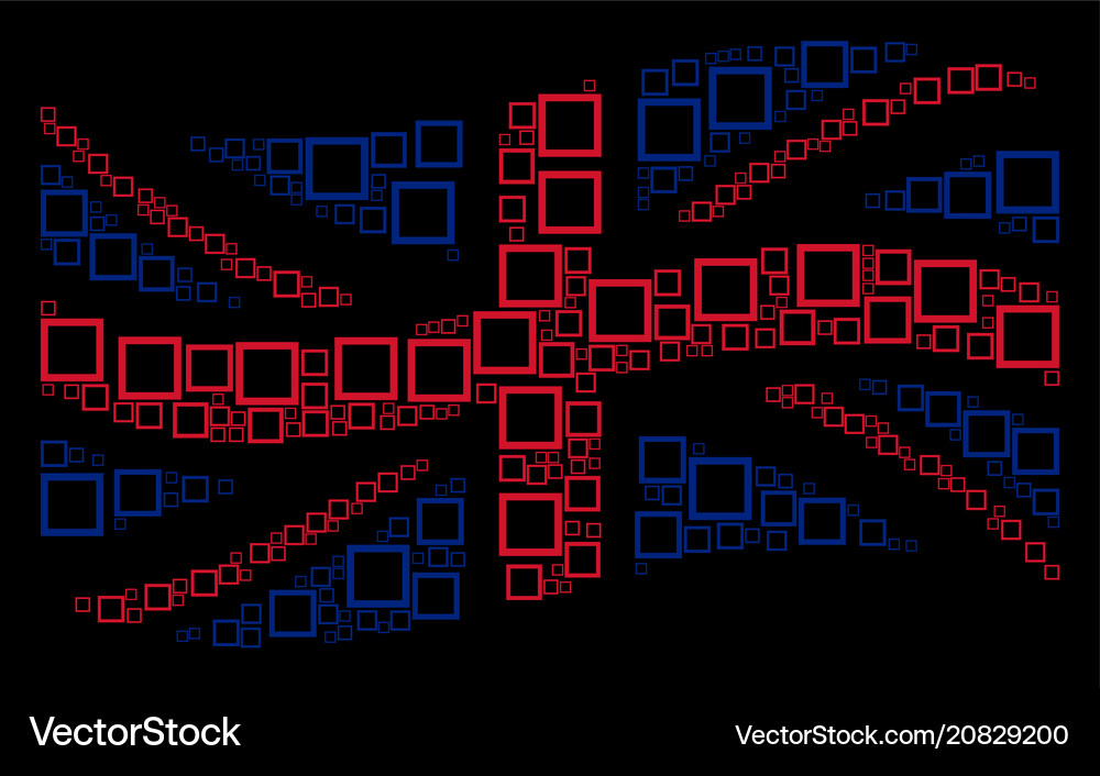 Waving british flag pattern of contour square Vector Image