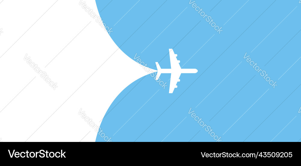 Airplane is flying and opening background behind Vector Image