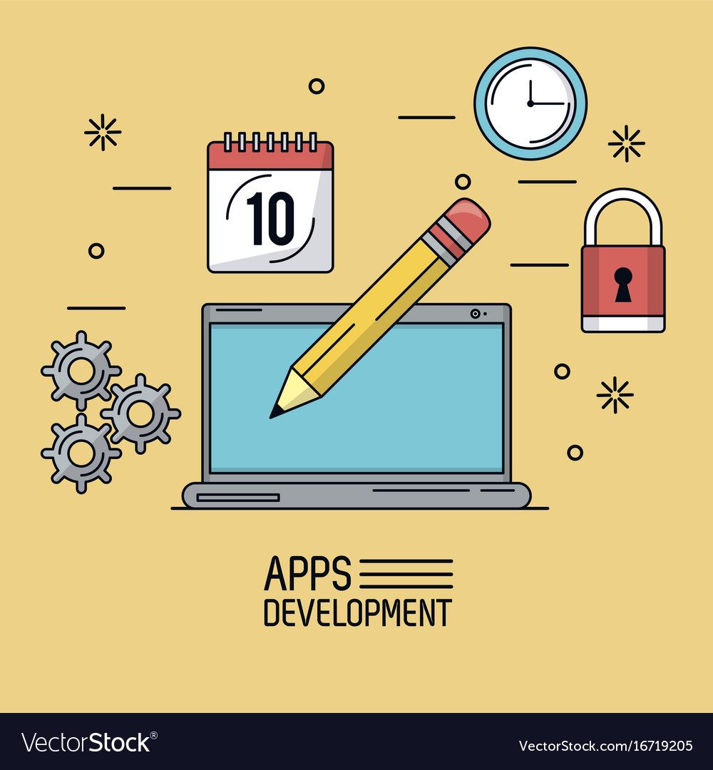 Beige background poster apps development Vector Image