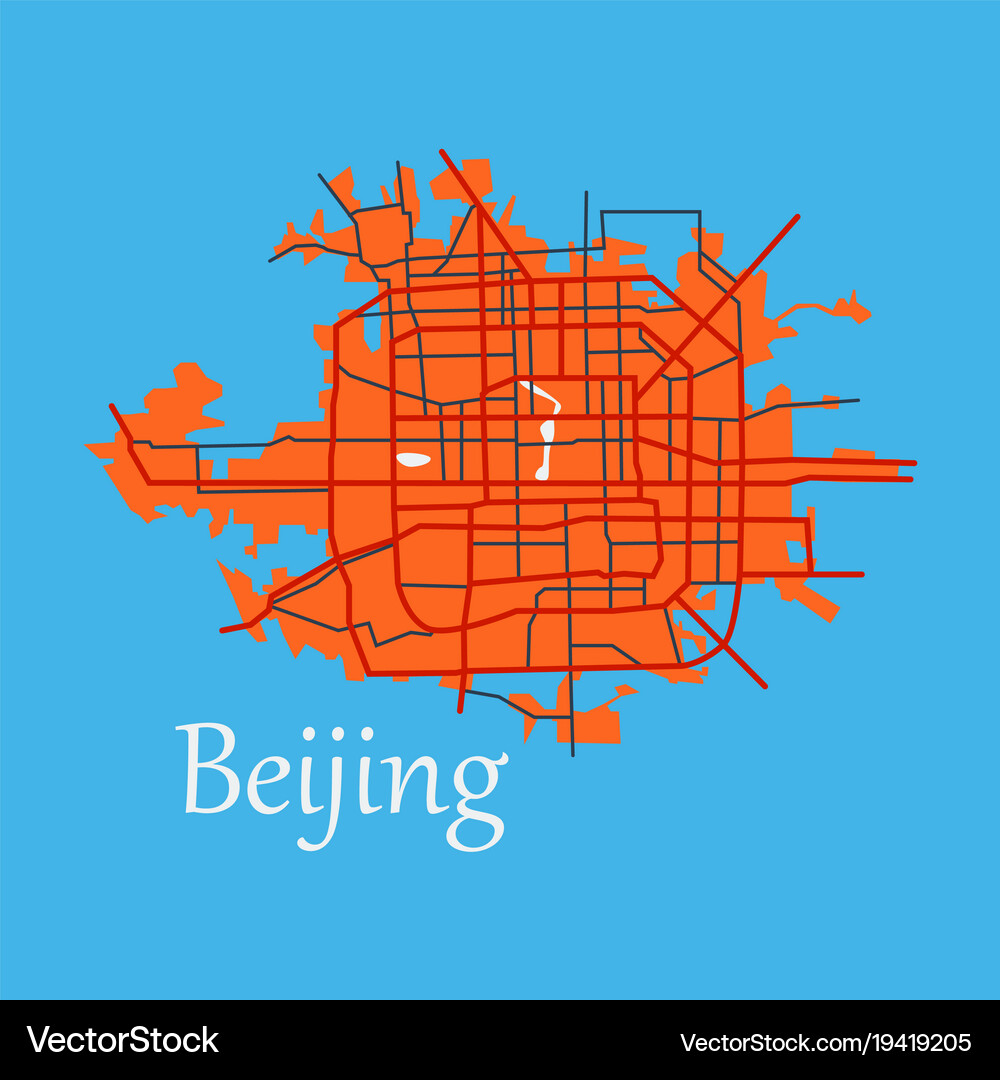 Beijing city map flat Royalty Free Vector Image