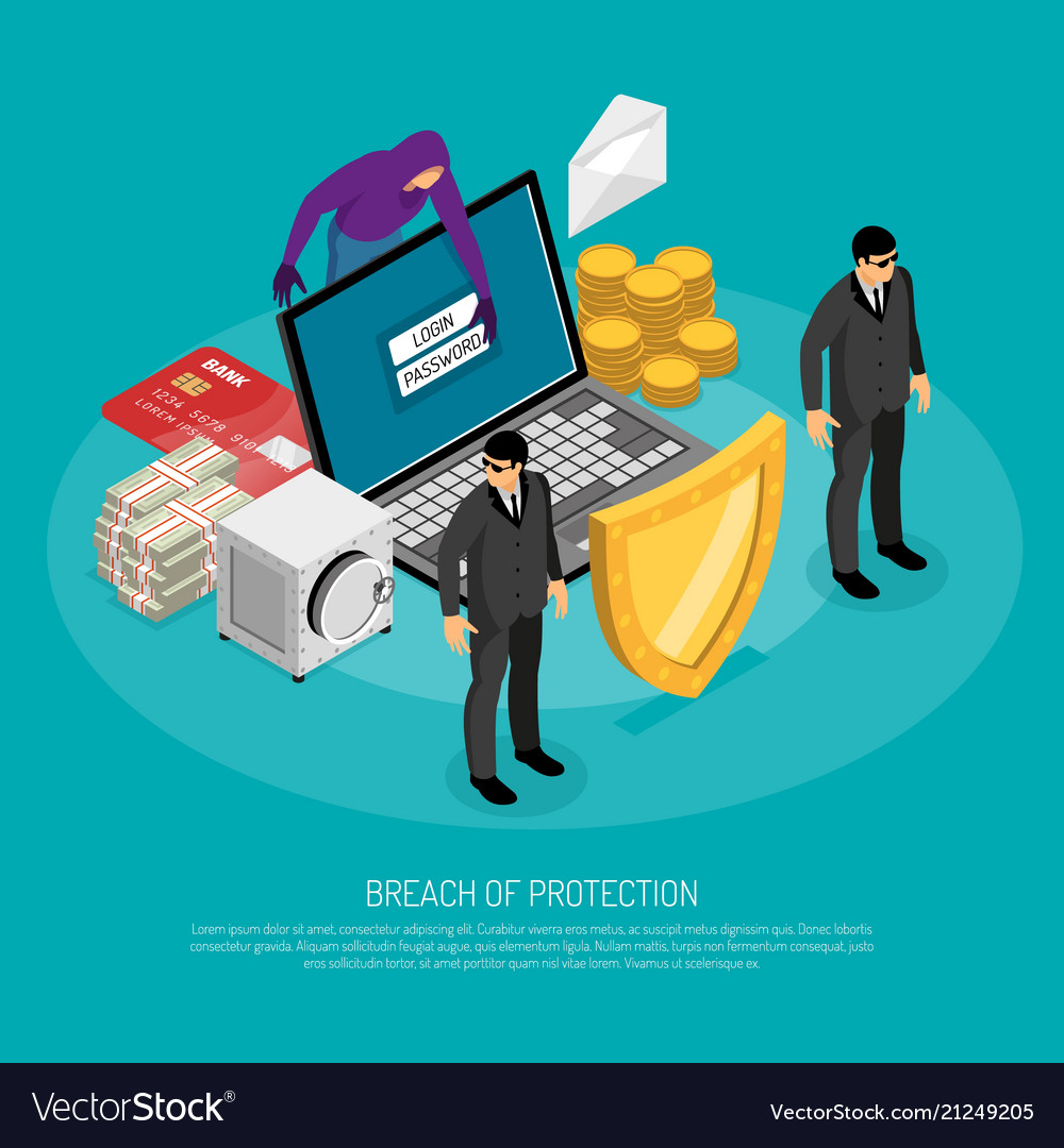 Hacking isometric concept Royalty Free Vector Image Hacking isometric concept Royalty Free Vector Image