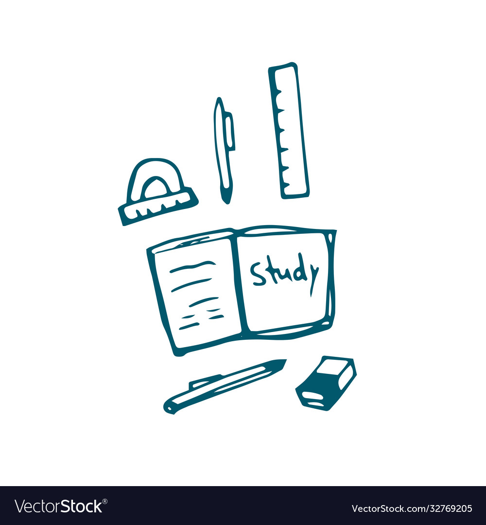 Hand-drawn study doodle back to school Royalty Free Vector
