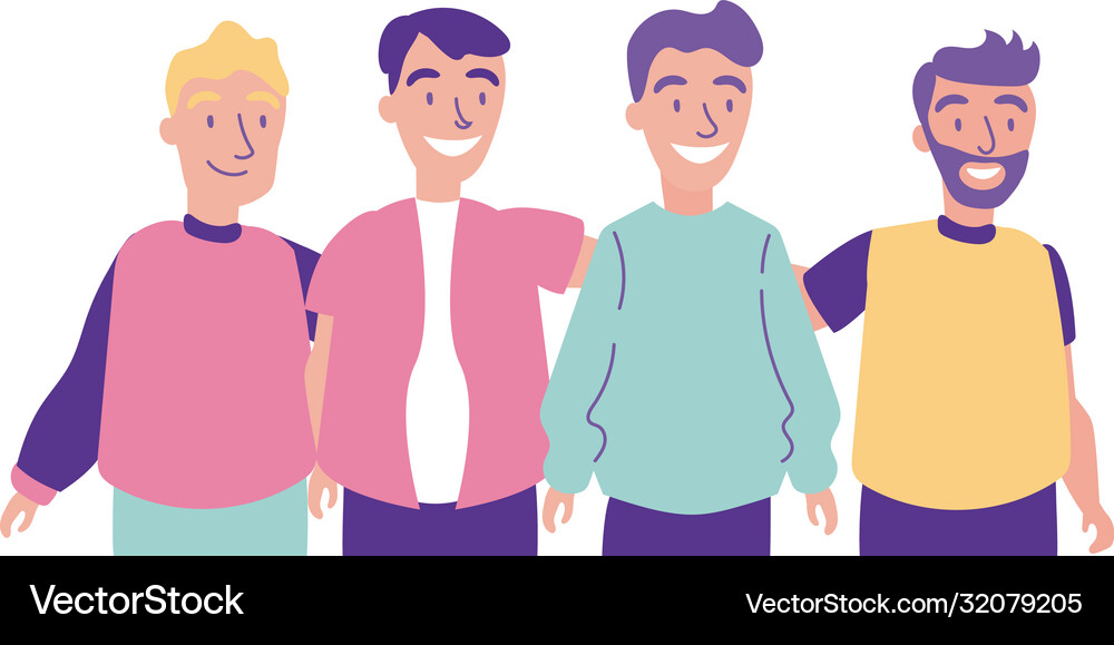 Happy friendship day celebration with men group Vector Image