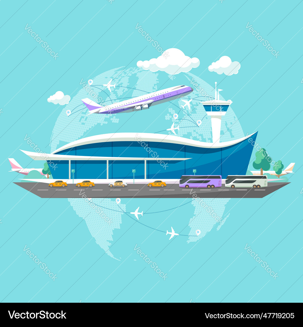 International airport flat design Royalty Free Vector Image