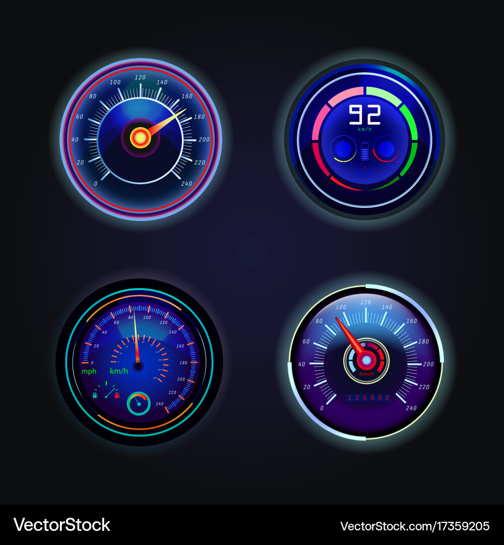 Isolated speedometers or gauges for speed Vector Image