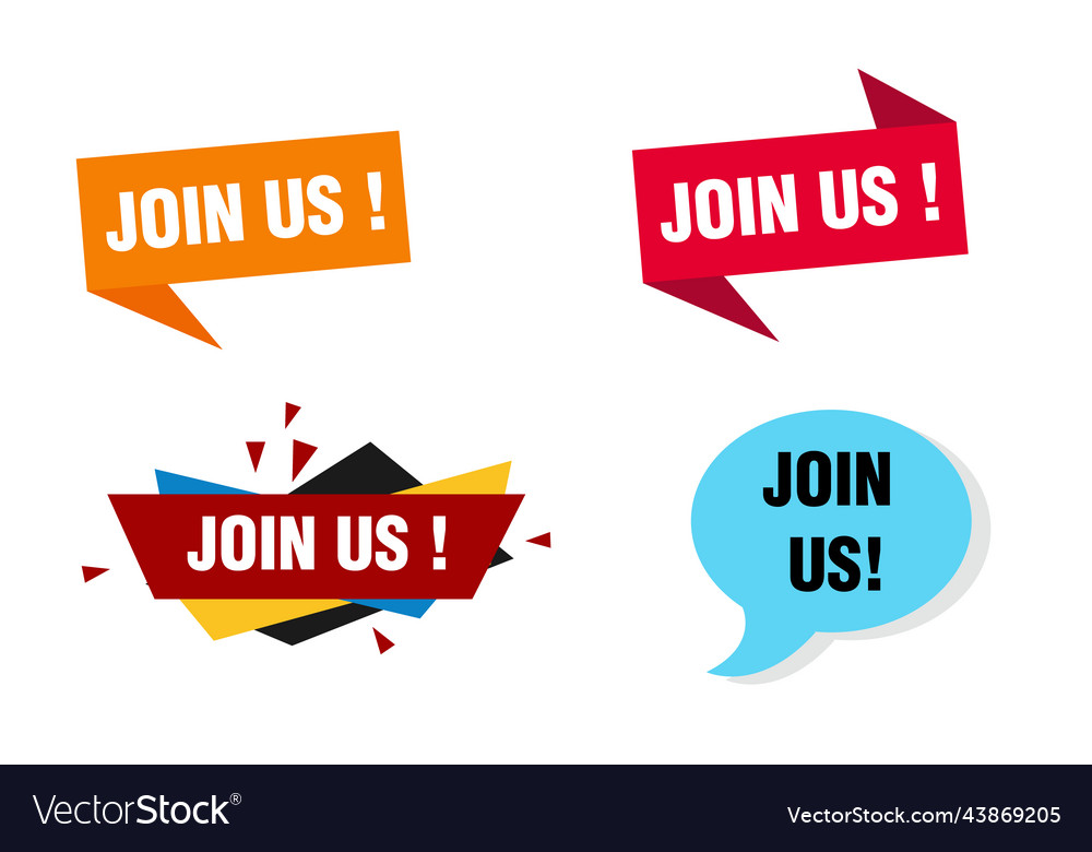 Join us button set Royalty Free Vector Image - VectorStock