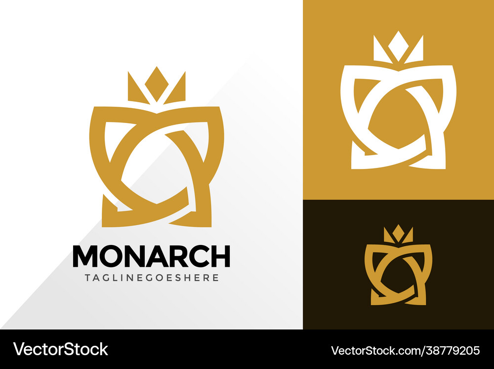 Monarch crown logo design brand identity logos – Royalty-Free Vector ...