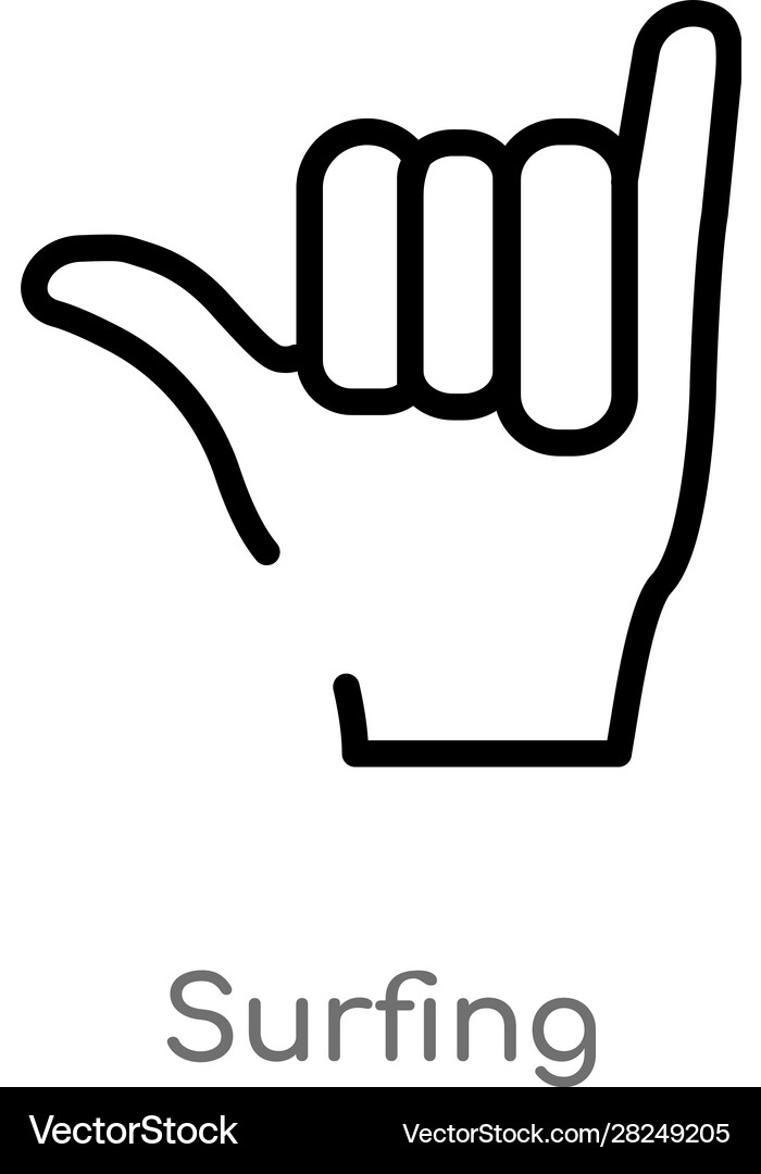 Outline surfing icon isolated black simple line Vector Image