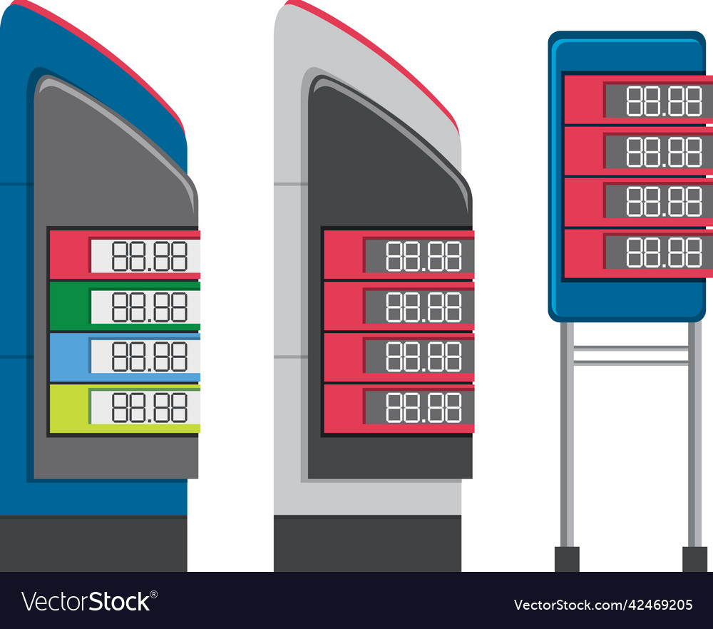 Set of gas station price displays Royalty Free Vector Image