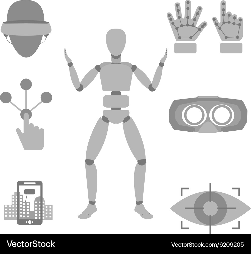 Set of icons devices for virtual reality Vector Image