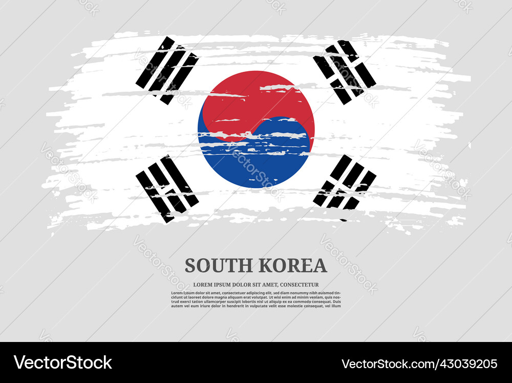 South korea flag with brush stroke effect Vector Image