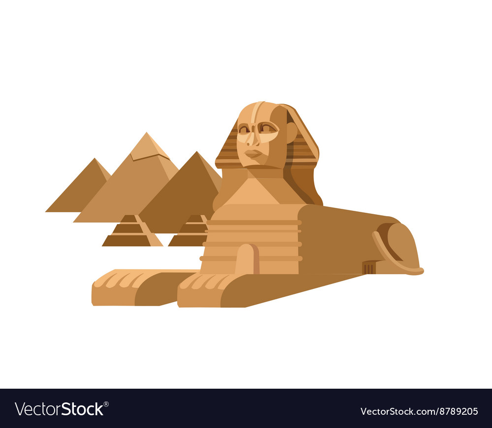 Sphinx and pyramids background travel Royalty Free Vector