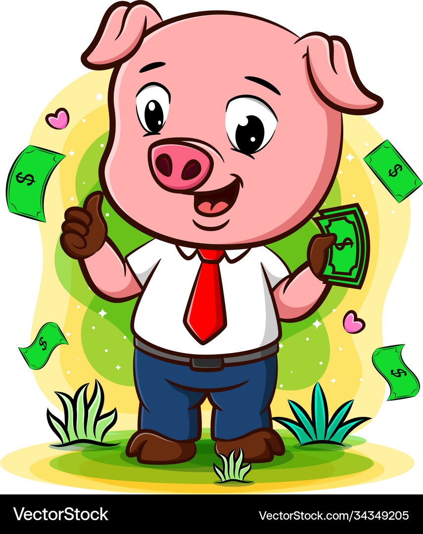 Successful pig businessman character standing Vector Image
