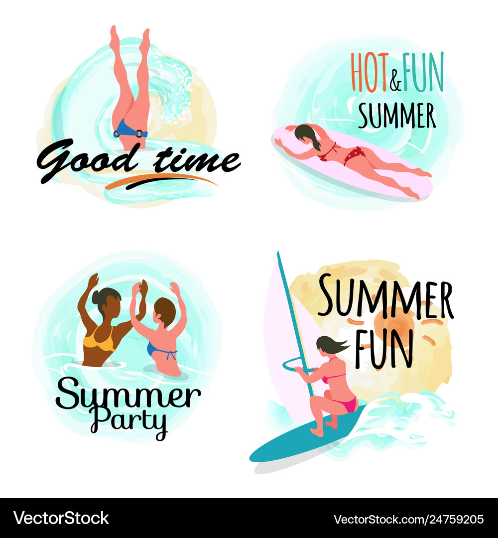 Summertime good time hot and fun relaxation set Vector Image