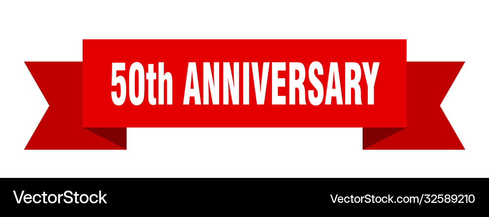 50th anniversary ribbon paper Royalty Free Vector Image