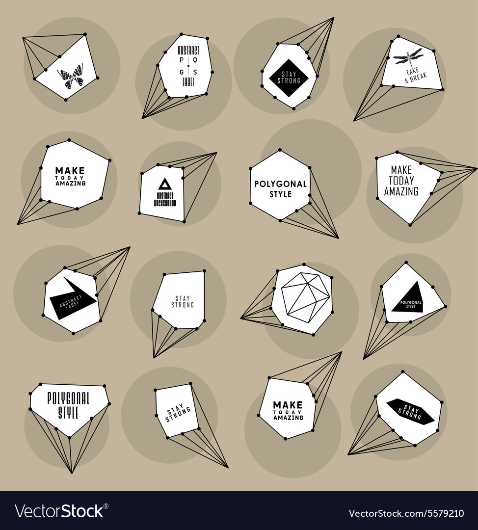Abstract polygonal label design elements Vector Image