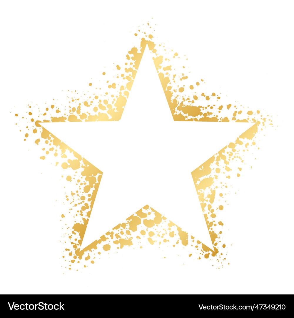 Abstract star shaped gold ink splatter graphic Vector Image