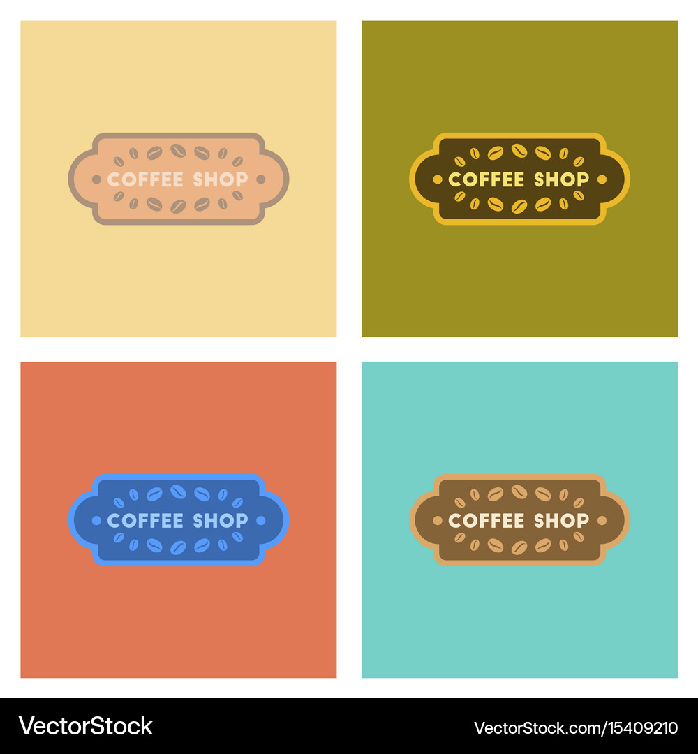 Assembly flat icons coffee shop logo Royalty Free Vector