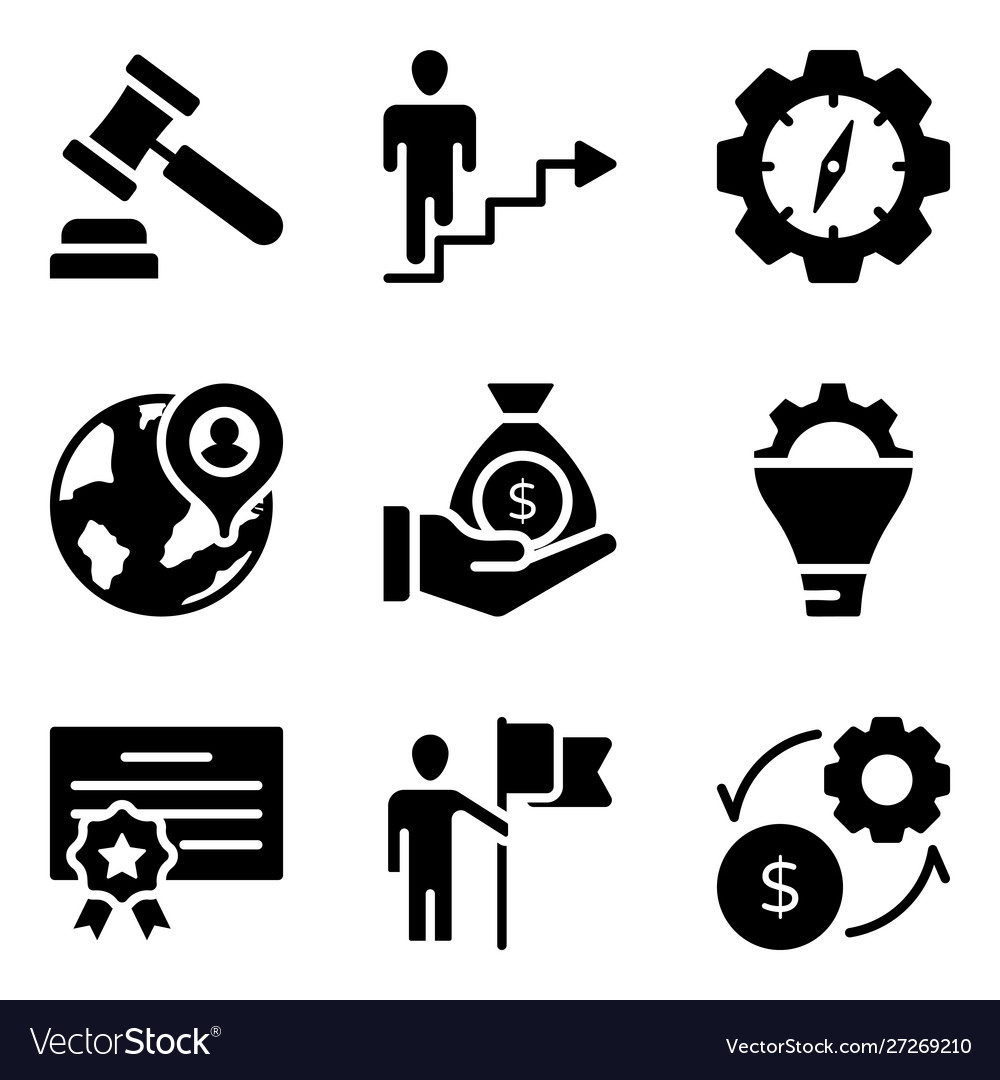 Business glyph icons set Royalty Free Vector Image