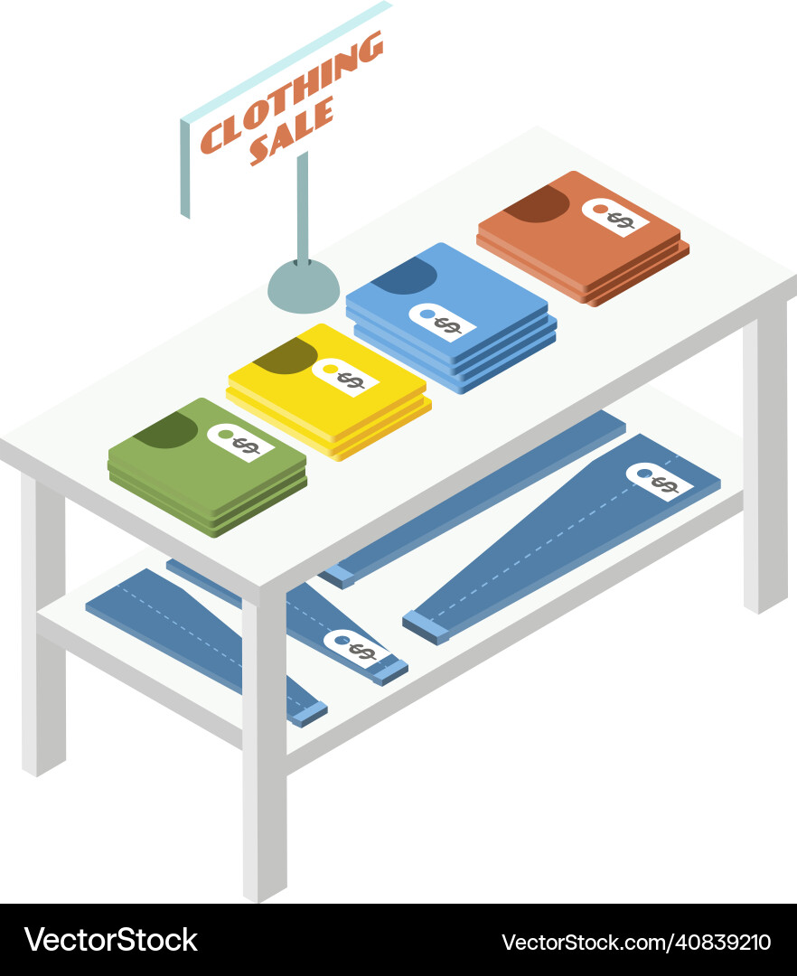 Clothing sale stall composition Royalty Free Vector Image