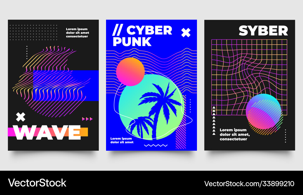 Cyberpunk poster futuristic background Royalty Free Vector