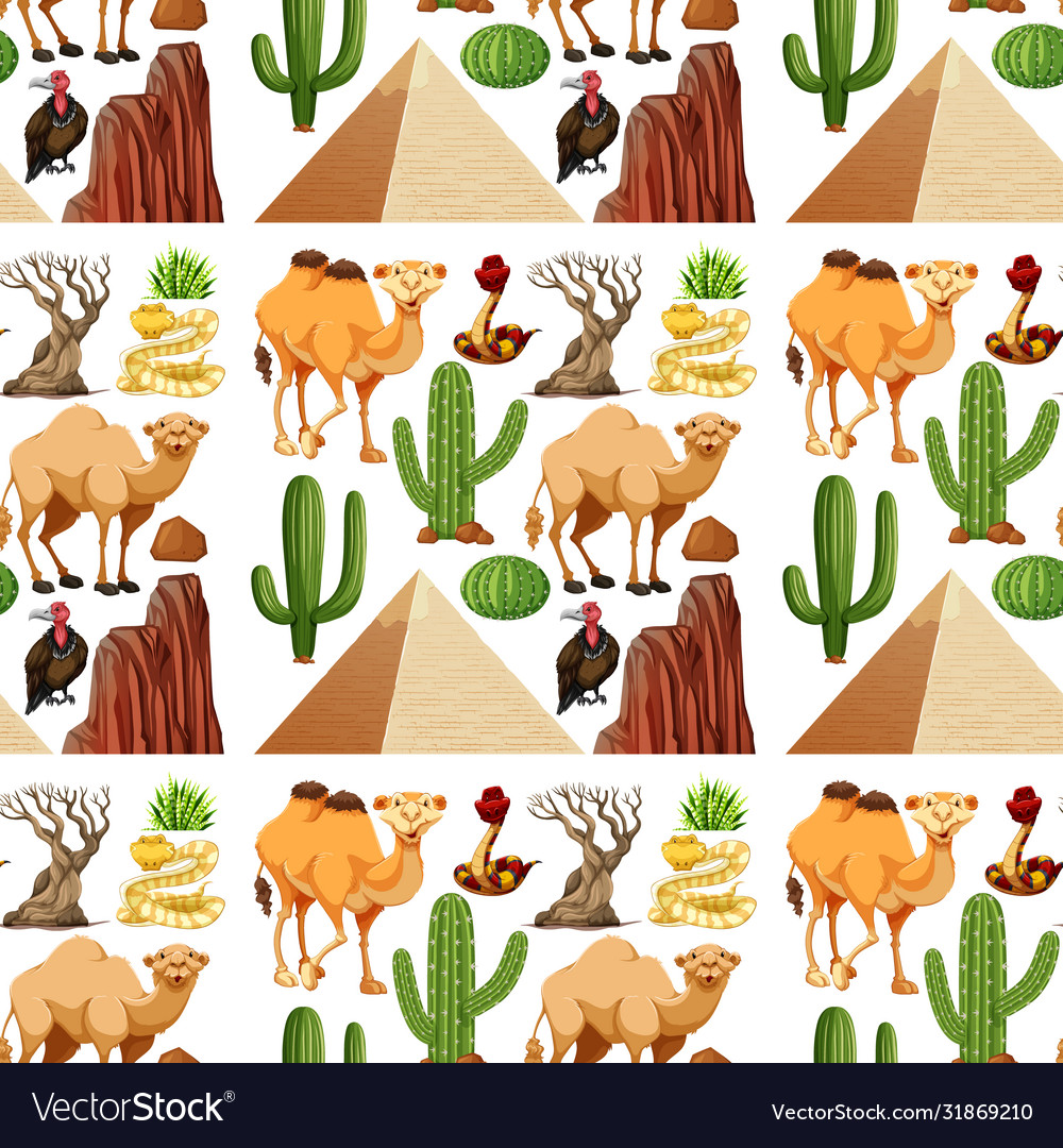 Desert animal group seamless pattern Royalty Free Vector
