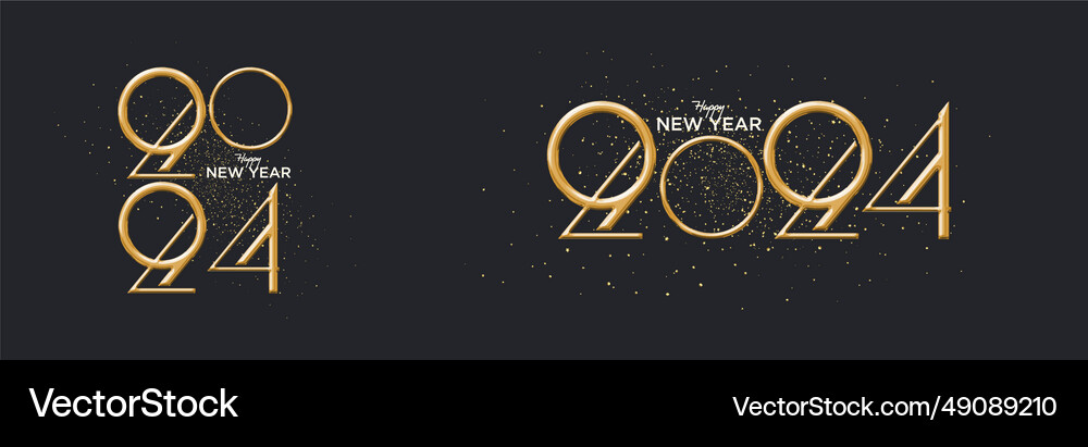 Happy new year design thin numbers gold Royalty Free Vector