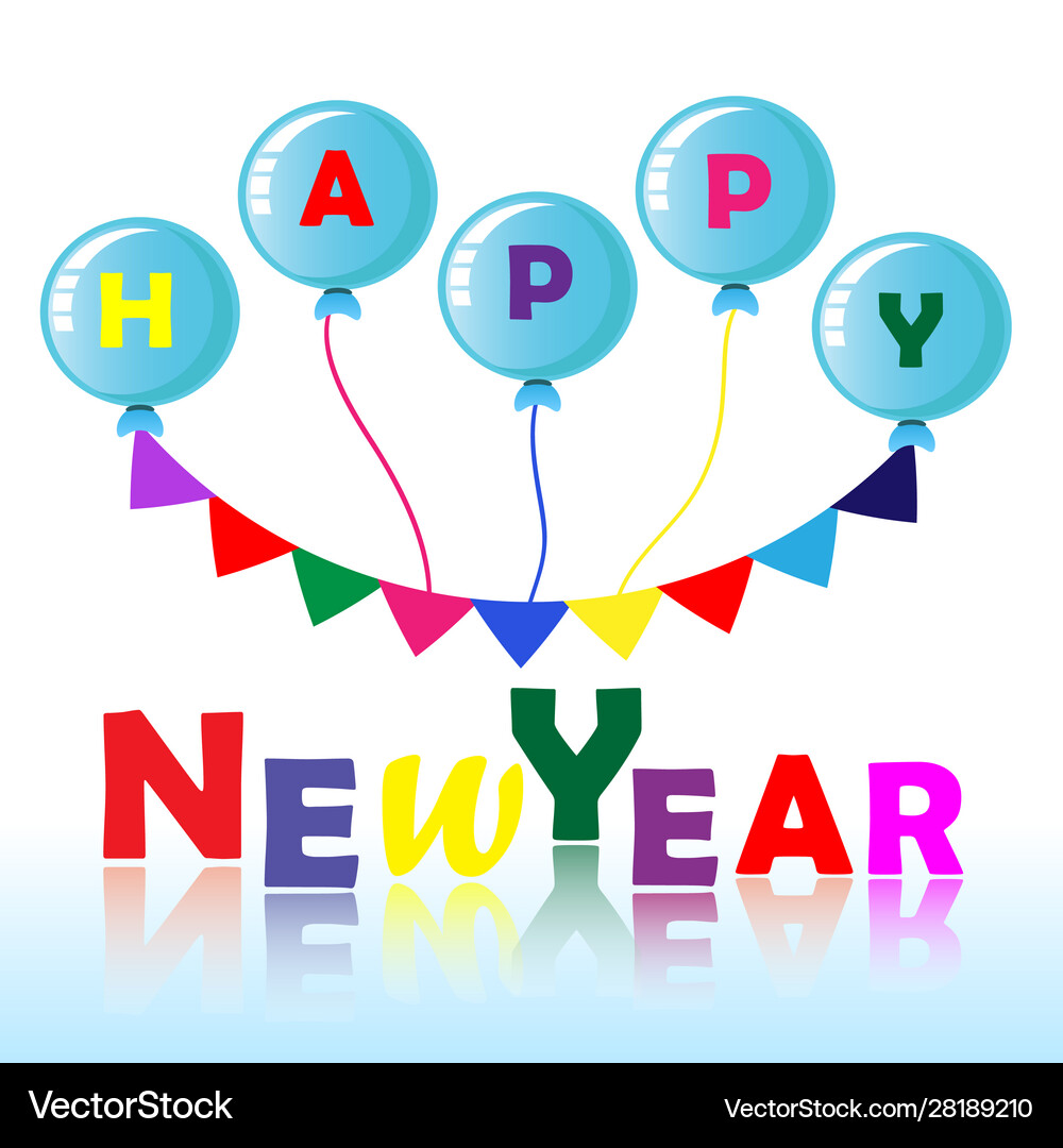 Happy new year with balloons Royalty Free Vector Image