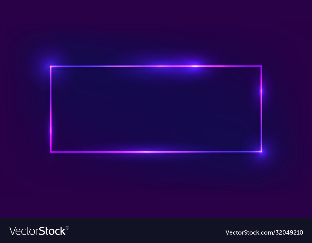 Neon rectangular frame with shining effects Vector Image