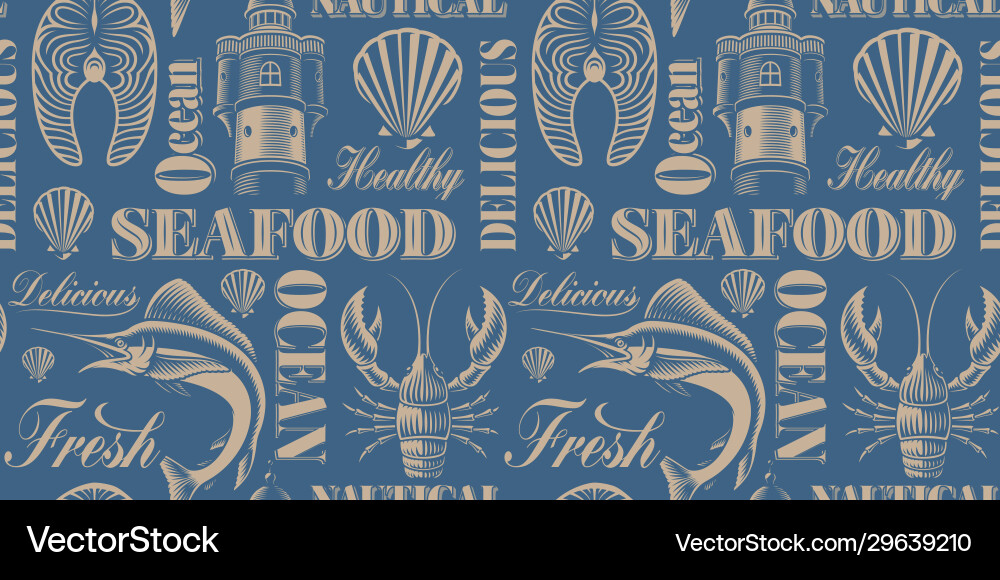 Vintage seamless background for seafood theme Vector Image