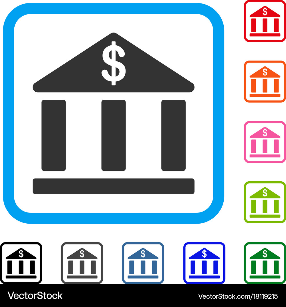 Bank building framed icon Royalty Free Vector Image