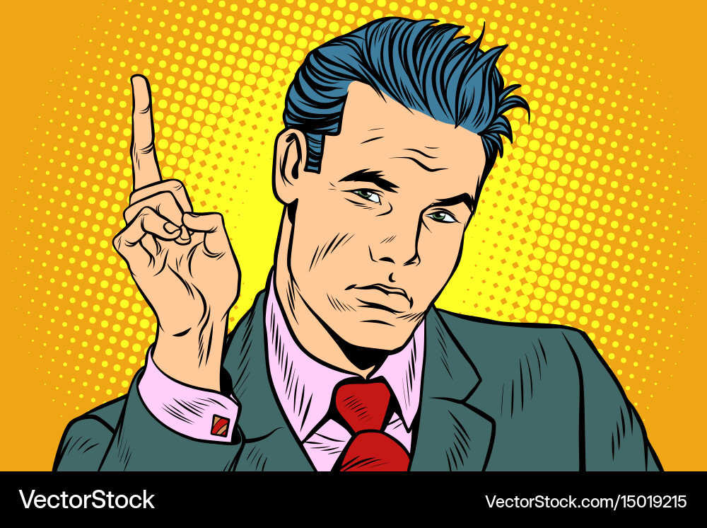 Businessman pointing finger up Royalty Free Vector Image