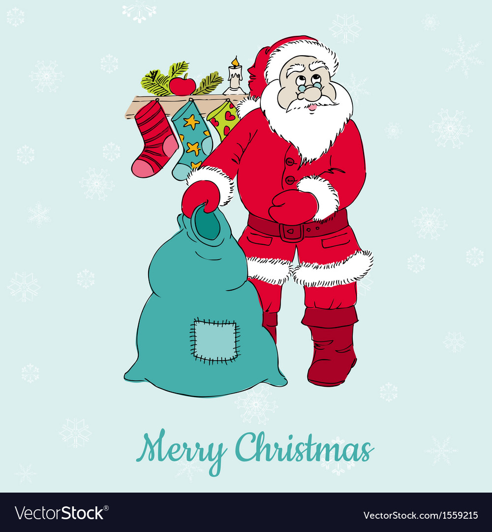Christmas card with santa Royalty Free Vector Image