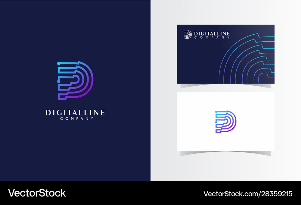 Digital line logo mark with business Royalty Free Vector