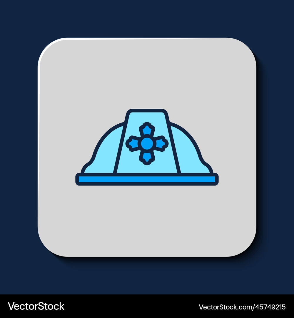 Filled outline firefighter helmet or fireman hat Vector Image