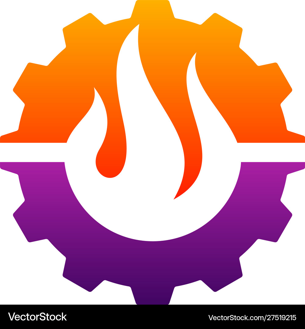 Fire with gear logo flame logo design template Vector Image